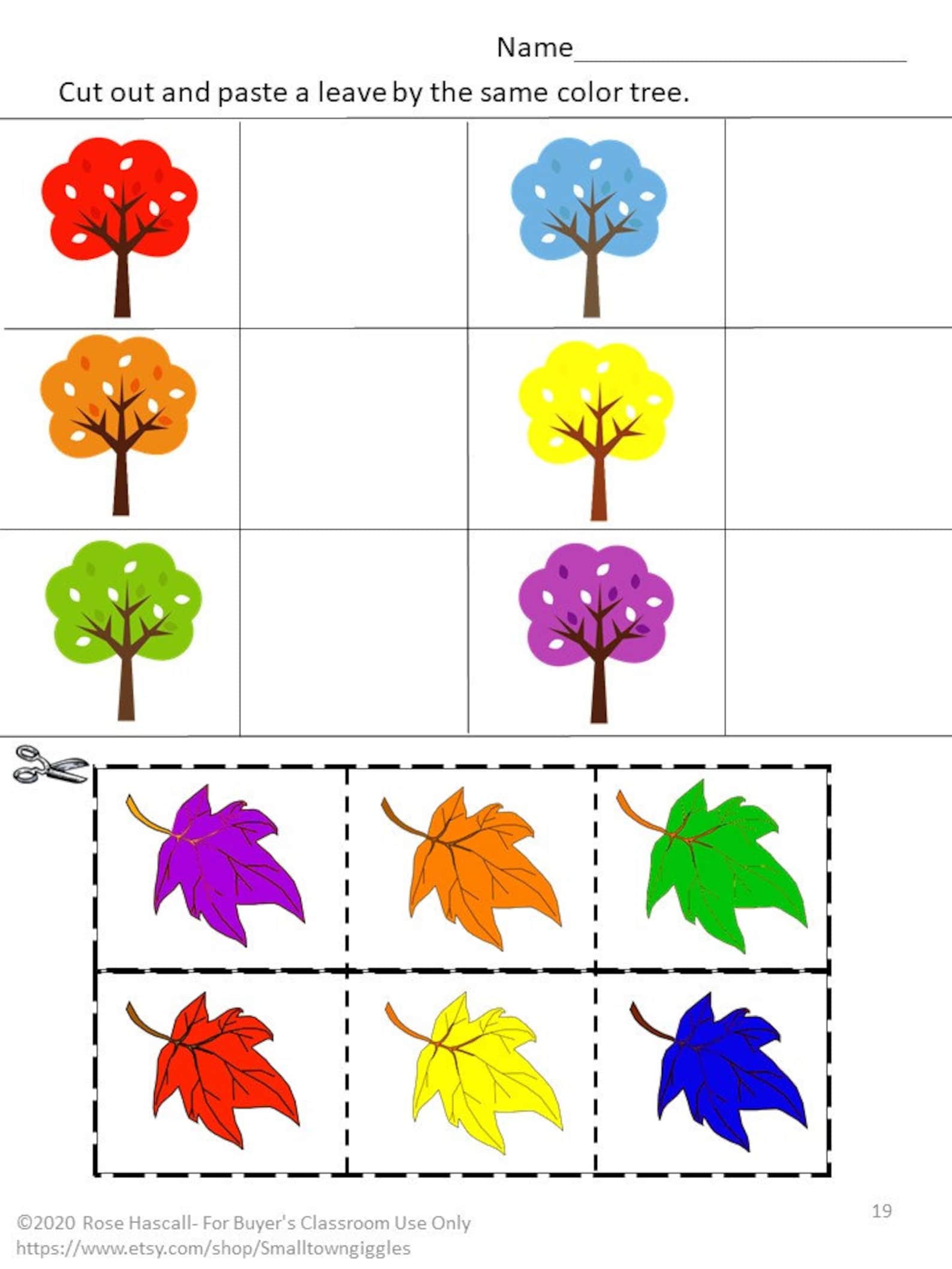 Color Matching, Cut and Paste Activities, Special Education Autism ...