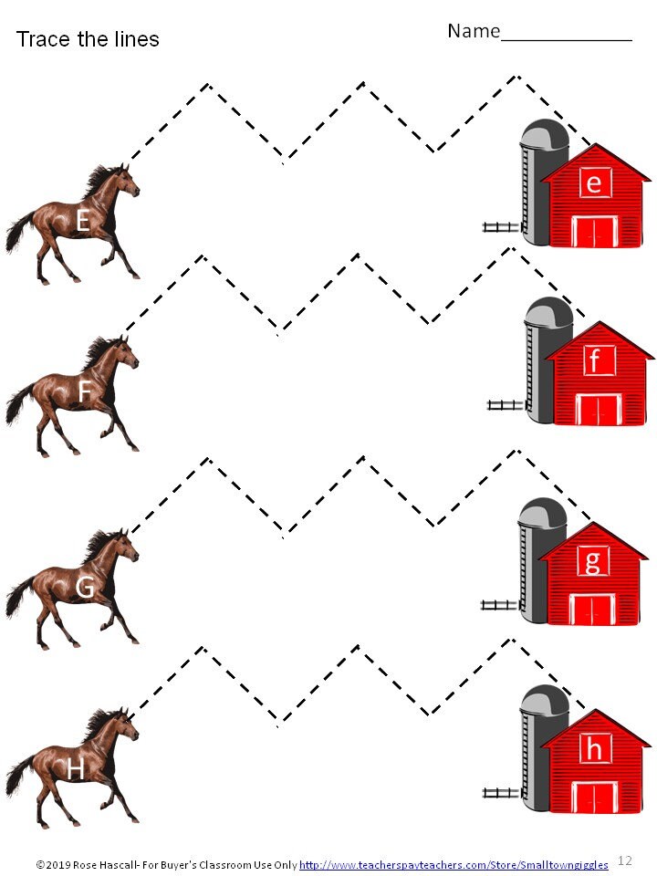 Farm Math and Literacy Tracing Activities, Fine Motor Skills, Math ...