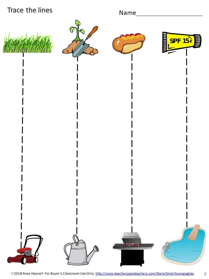 Summer Fun Tracing Activities Digital Download, Printable Worksheets ...