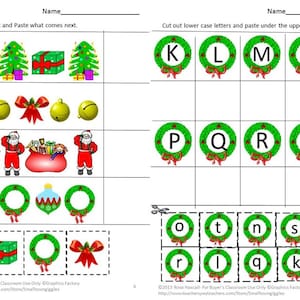 Christmas Fun Cut and Paste Worksheets, P-K, K, Special Education ...