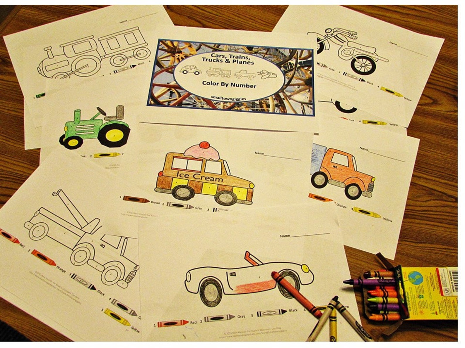 Transportation Color by Number Fine Motor Activities Preschool ...