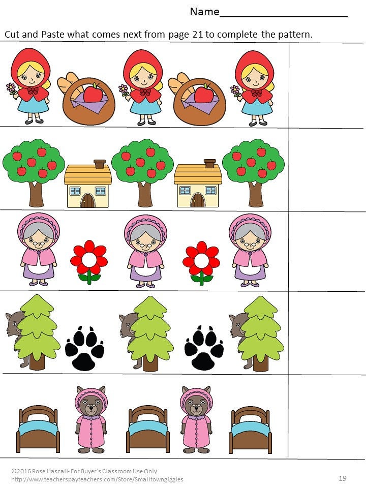 Little Red Riding Hood Kindergarten Math Literacy Cut and Paste ...