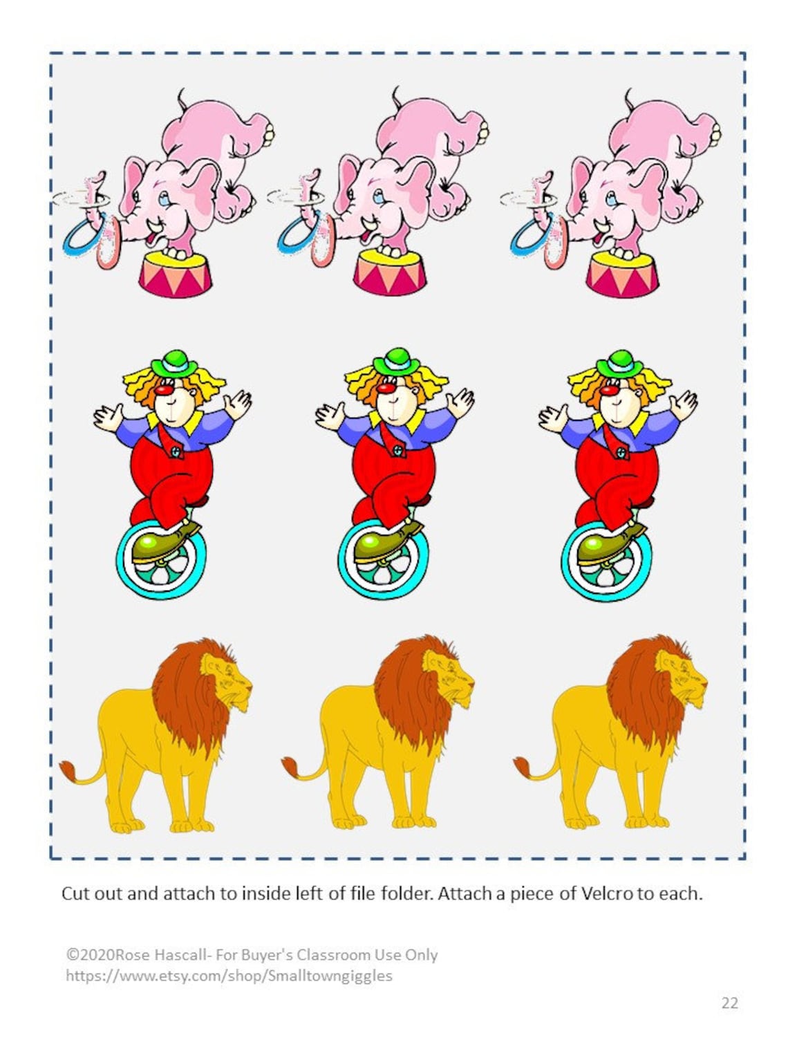 Circus Math Literacy File Folder Games Learning Centers Kindergarten ...