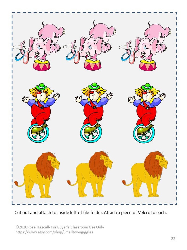 Circus Math Literacy File Folder Games Learning Centers Kindergarten ...