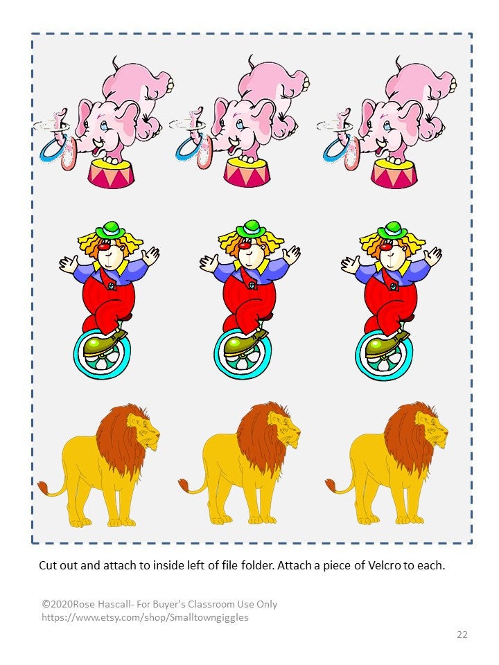 Circus Math Literacy File Folder Games Learning Centers Kindergarten ...