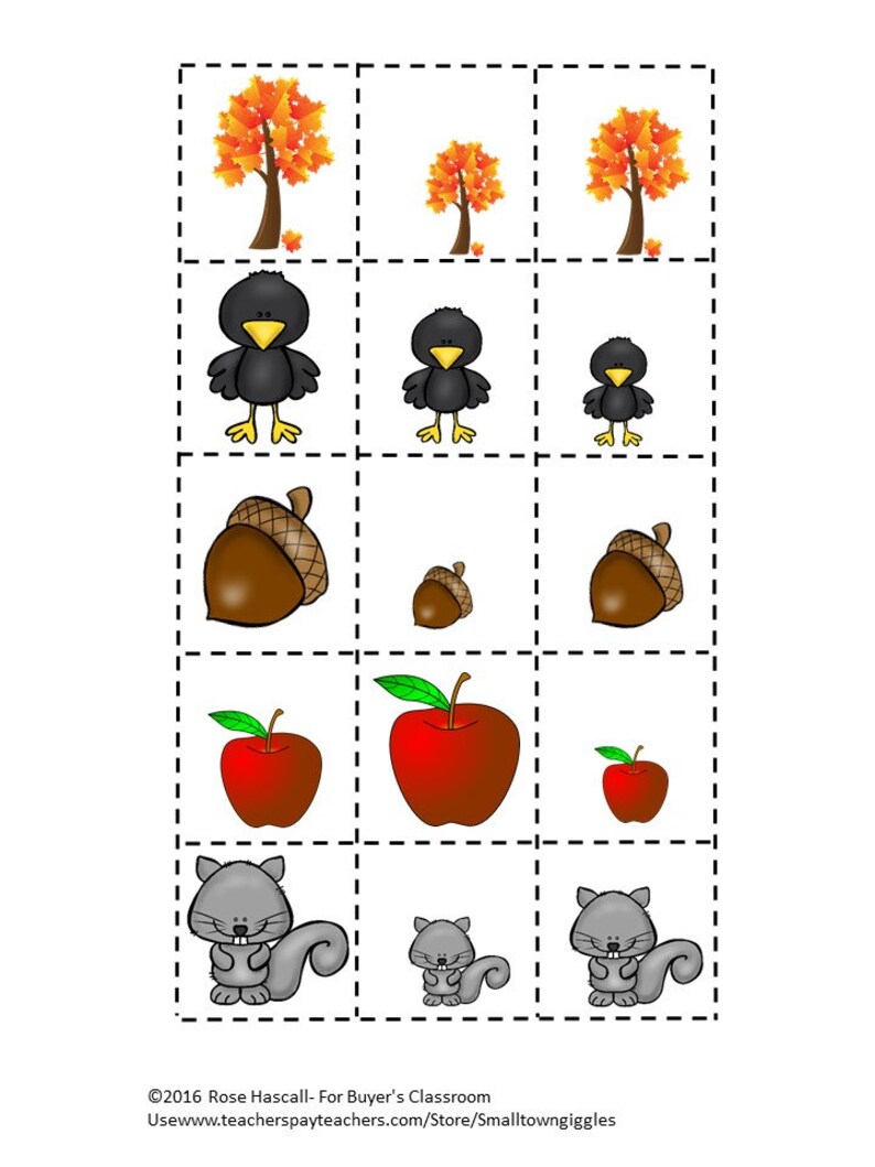 Fall Activities Sorting Printable Special Education Math Fine Motor ...