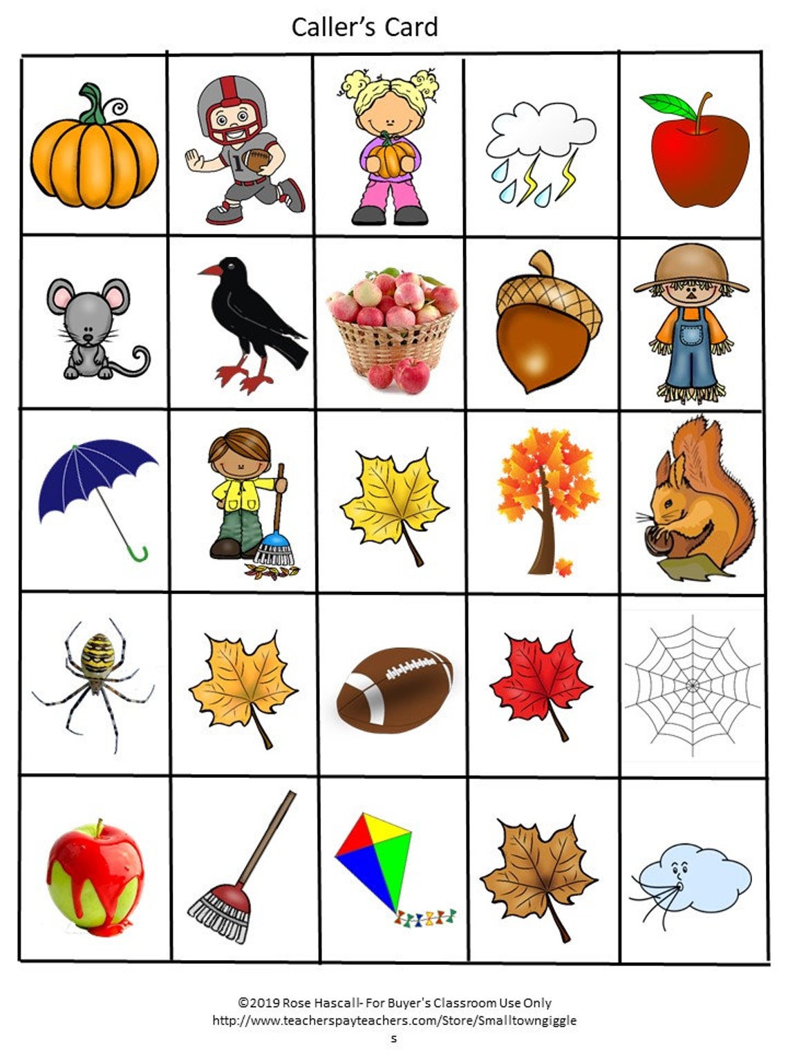 Autumn Fall BINGO Game, Listening Skills + Visual Discrimination ...