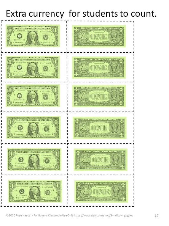 Identify Dollar Bill Worksheets US Dollar Bills Money Identification