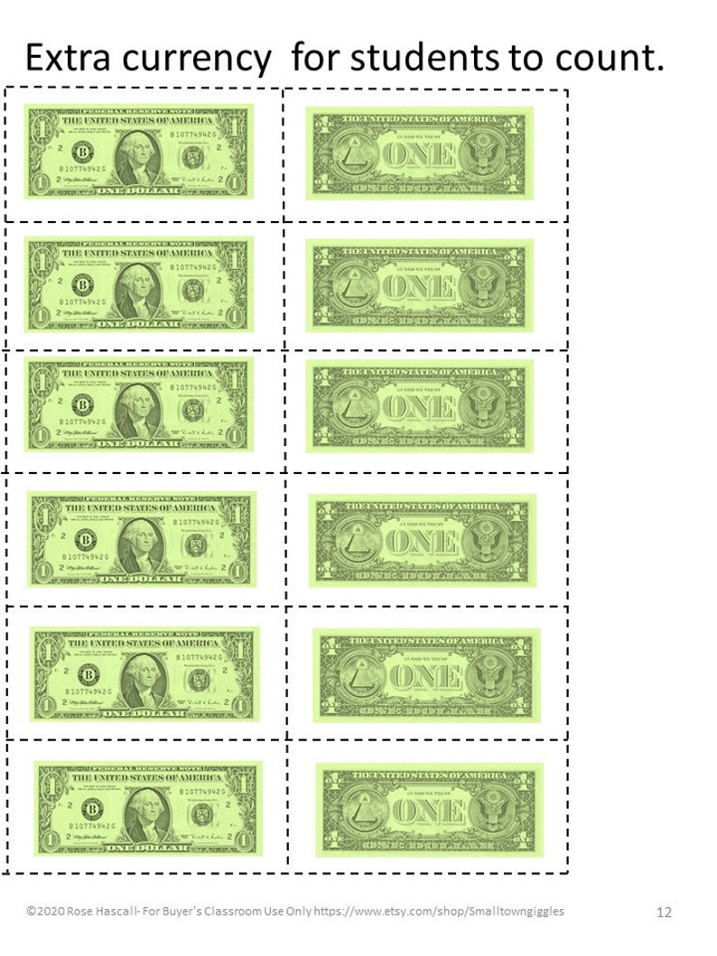 Money Activities Counting Currency Coin Counting Kindergarten ...