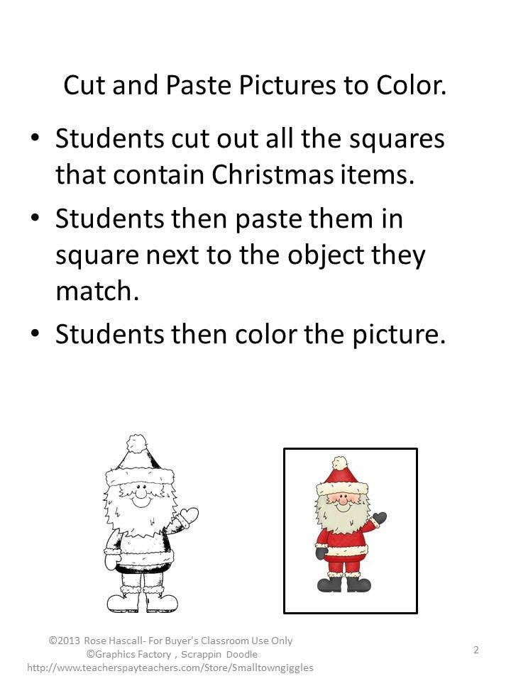 Christmas Cut and Paste Coloring Pages Fine Motor Skills, Preschool ...