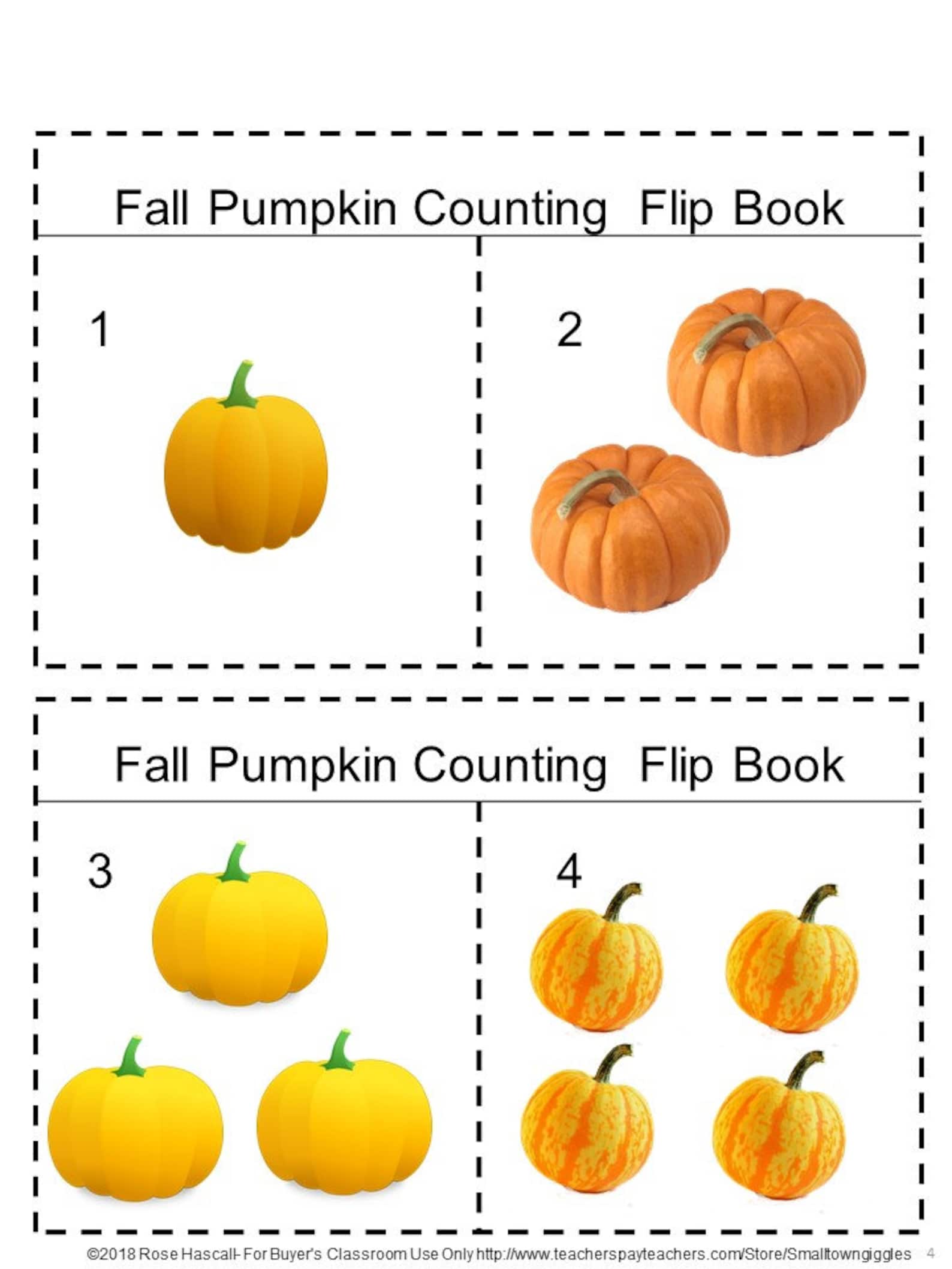 Fall Counting Pumpkins Interactive Cut and Paste Notebook Flip Book ...