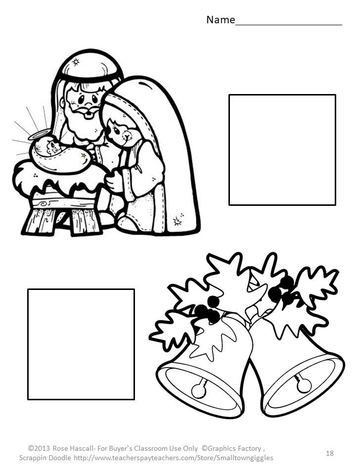 Christmas Cut and Paste Coloring Pages Fine Motor Skills, Preschool ...