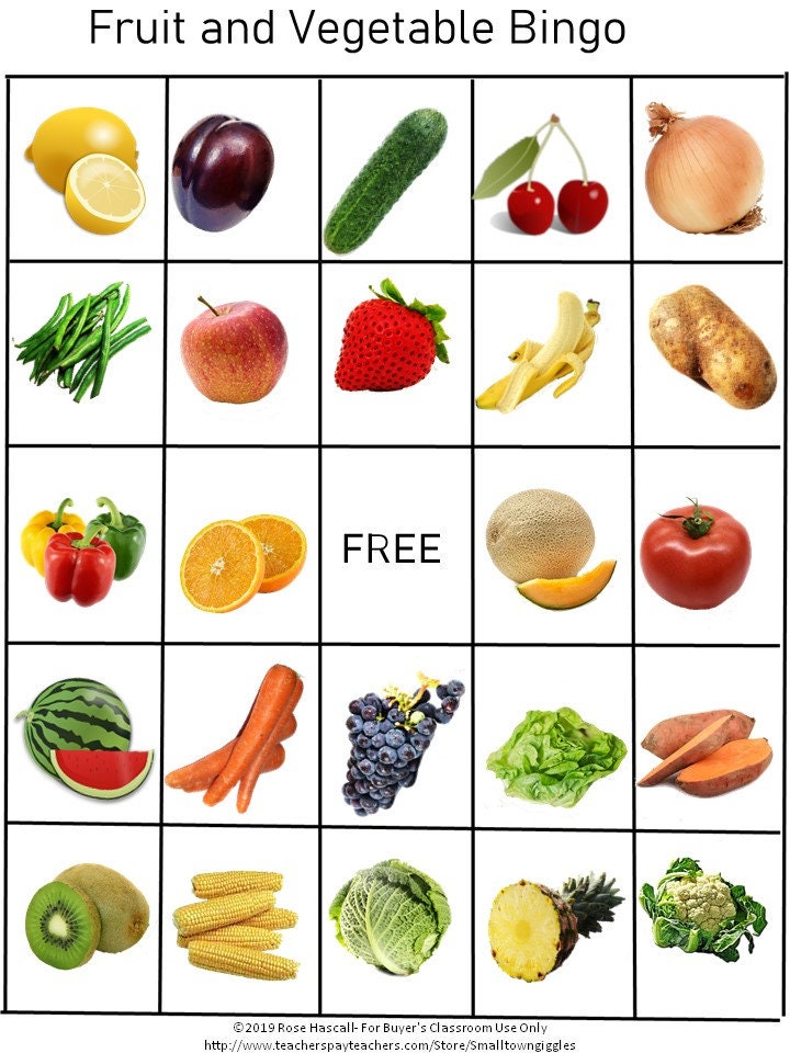 Cartones de bingo de frutas o verduras juegos para P-K - Etsy México