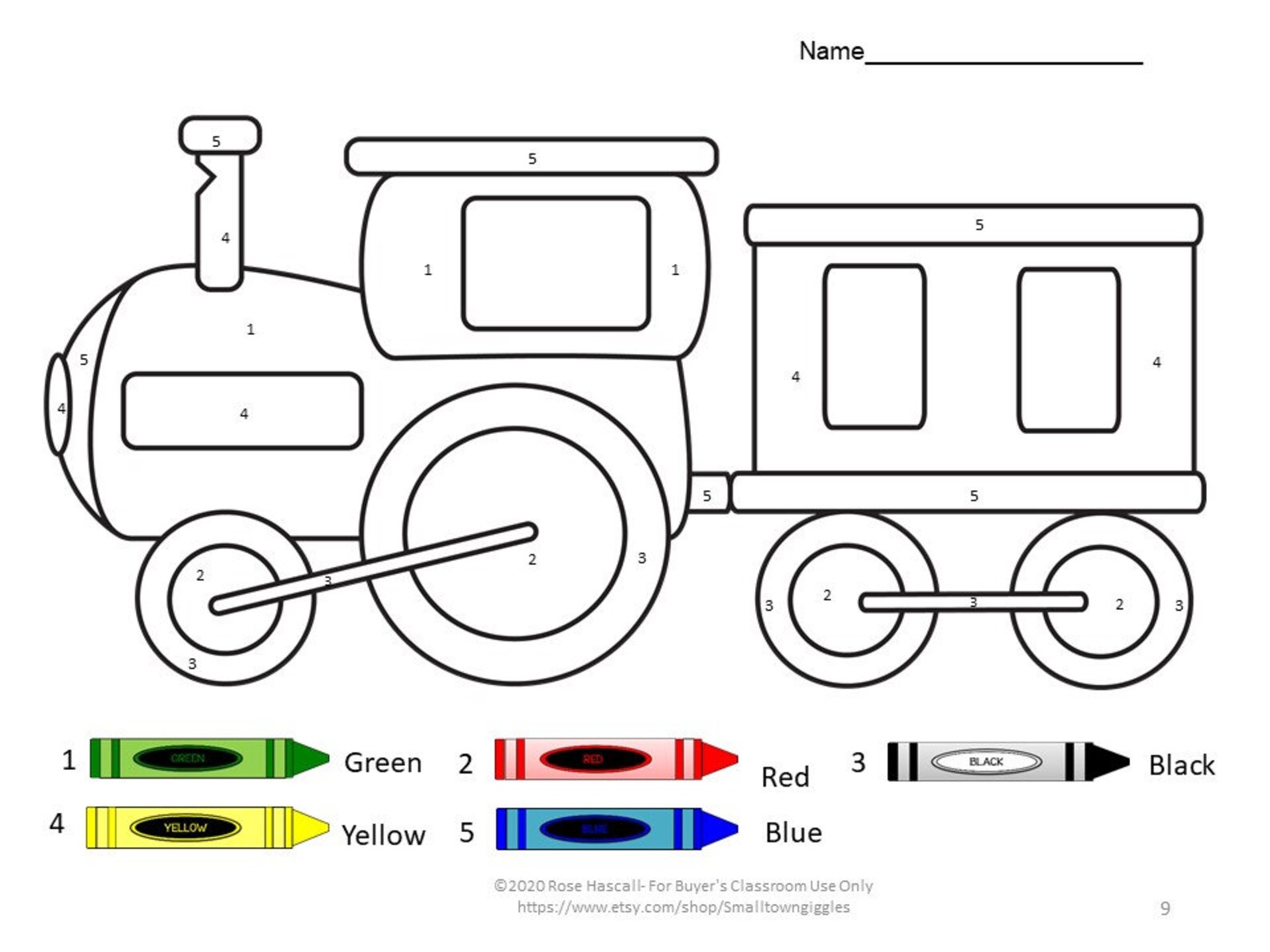 Transportation Color by Number Fine Motor Activities Preschool ...