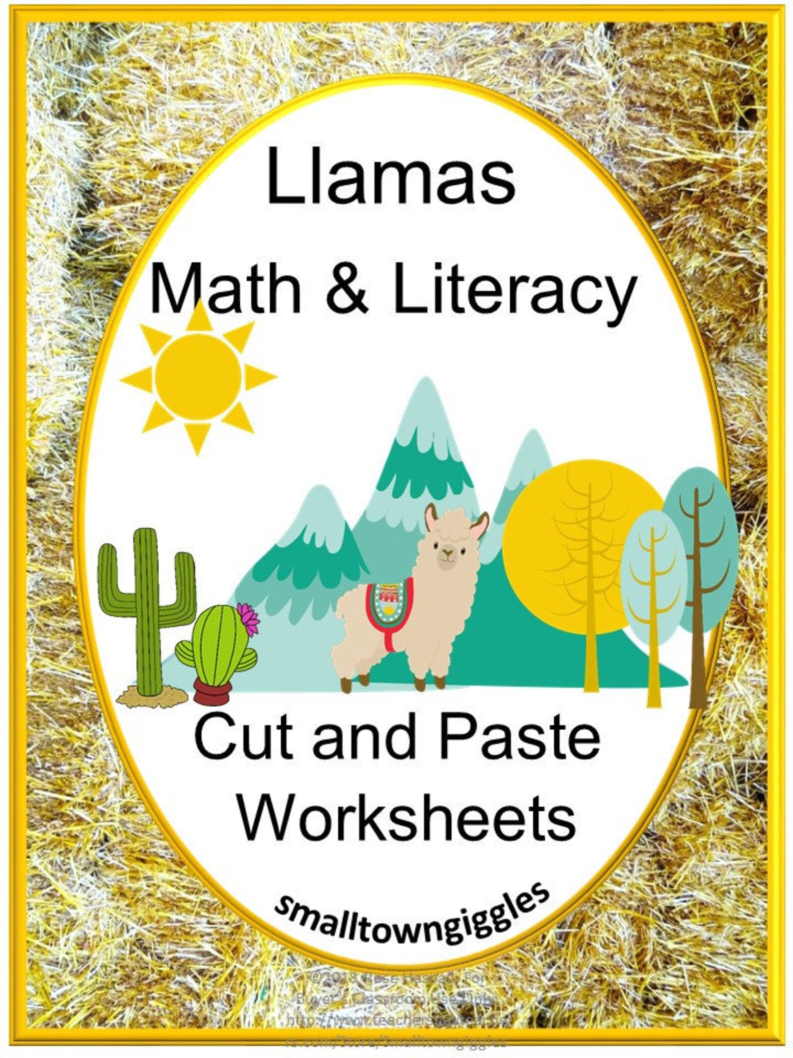 Llamas No Prep Cut and Paste Math Literacy Activities P-K, K, Special ...
