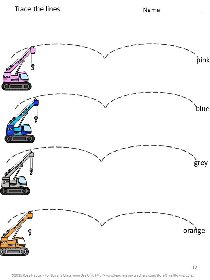 Road Construction Tracing Activities, Fine Motor Skills, Pre-k ...