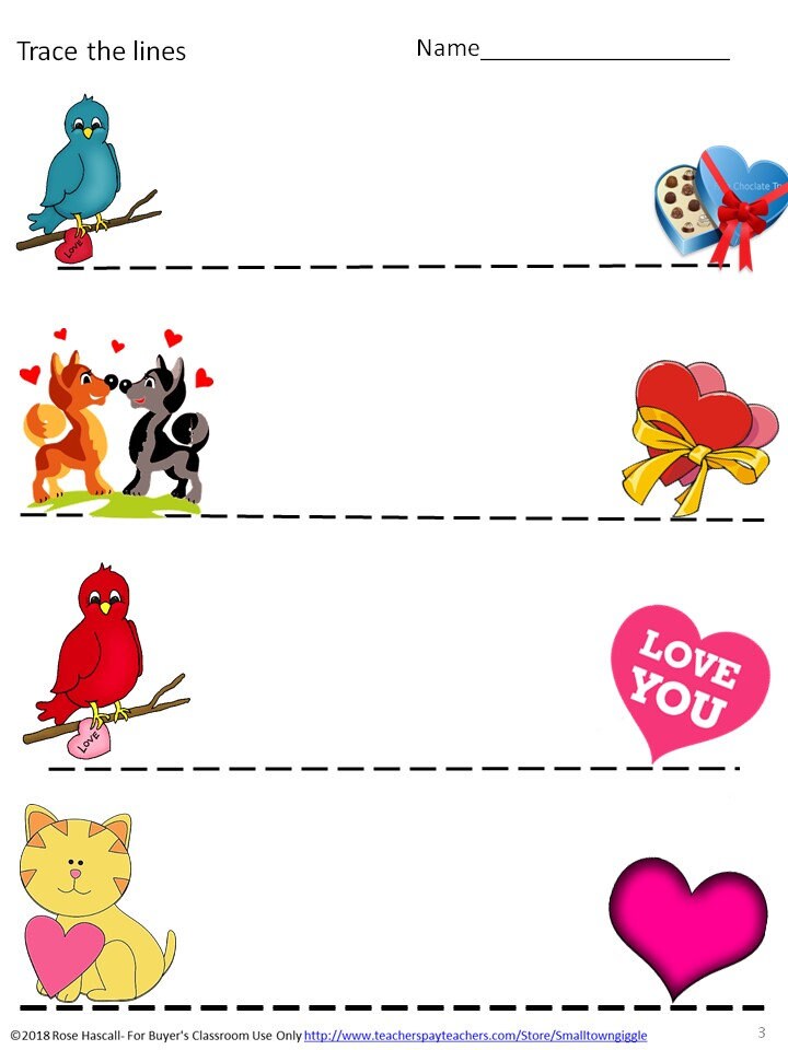 Valentine's Day Tracing Activities, Digital Download, Printable, Fine ...