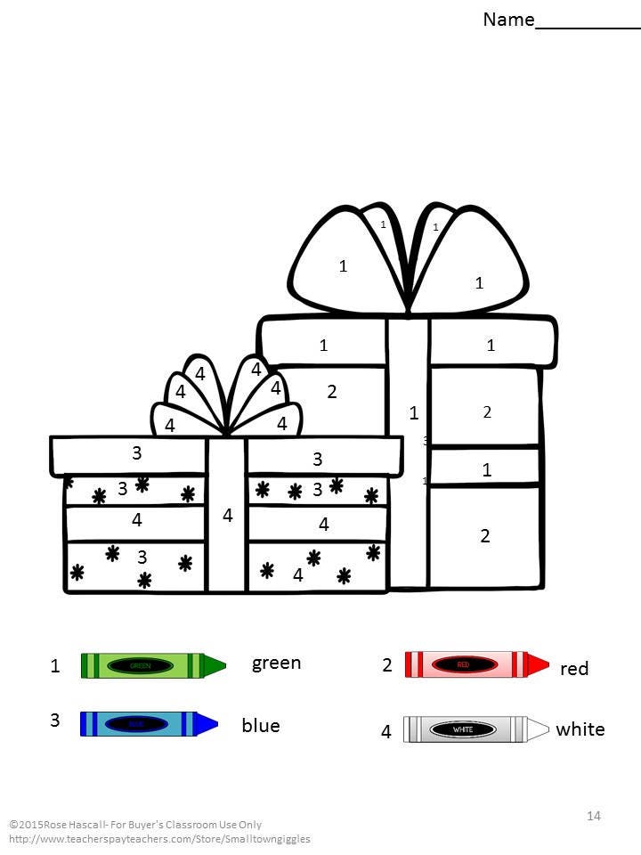 Christmas Color by Number Coloring Pages Fine Motor Skills Christmas ...