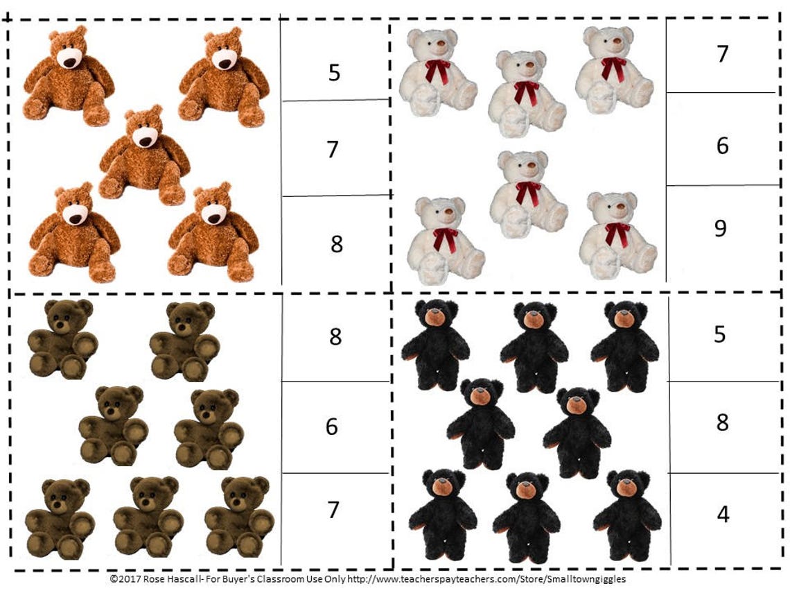 Teddy Bears Count to 20 Count and Clip Cards, Printable Task Cards ...