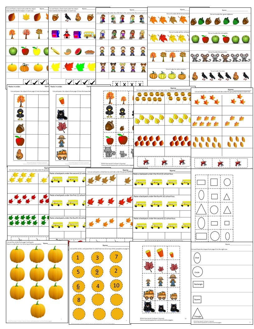 Fall Activities Sorting Printable Special Education Math Fine Motor ...