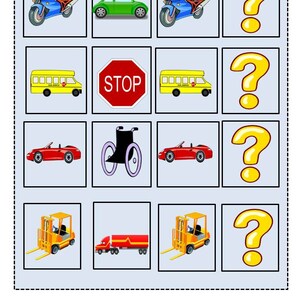 Transportation File Folder Games Pk,k,special Ed, Autism Teaching ...