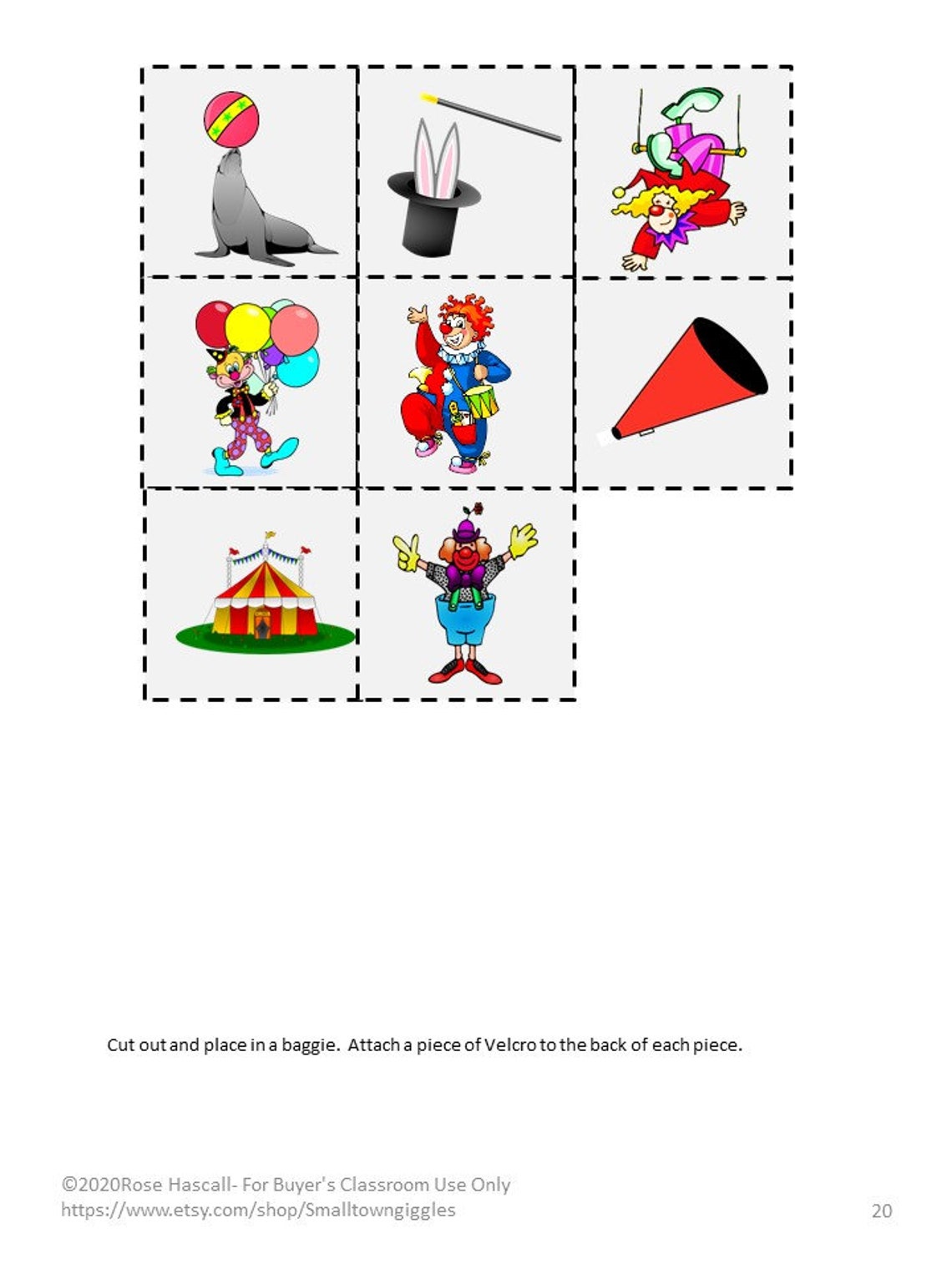 Circus Math Literacy File Folder Games Learning Centers Kindergarten ...