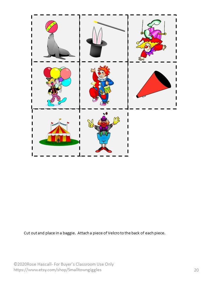 Circus Math Literacy File Folder Games Learning Centers Kindergarten ...