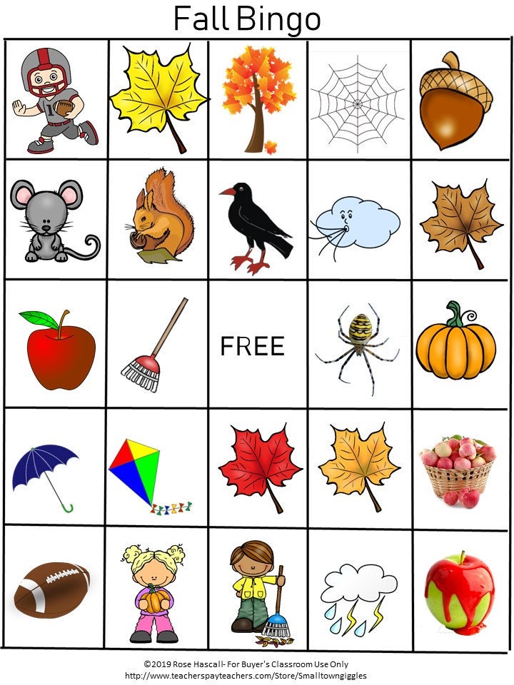 Autumn Fall BINGO Game, Listening Skills + Visual Discrimination ...