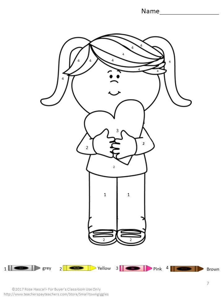 Valentine's Day Color by Number, Coloring Pages, Fine Motor Skill ...