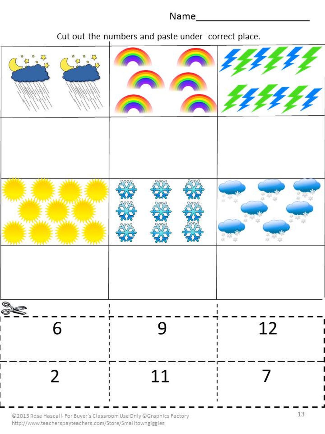 Weather Math Literacy Centers Cut Paste Special Education Math ...