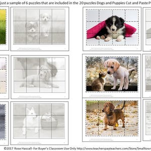 Dogs Puppies Cut and Paste Puzzles, Fine Motor Skills, Teaching ...