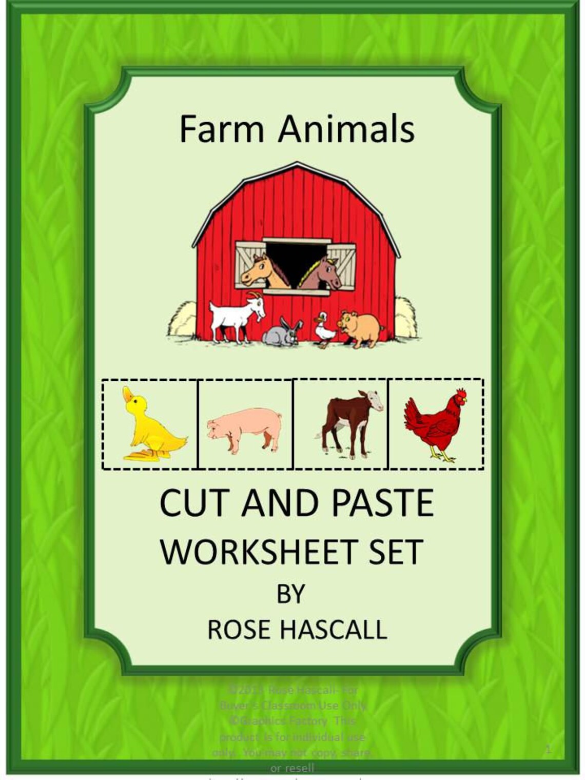 Farm Animals Kindergarten Special Education Autism Cut and Paste Fine ...