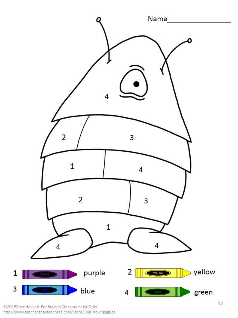 Monster Color by Number, Color Recognition, Number Recognition, Fine ...