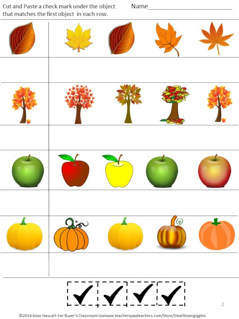 Fall Activities Sorting Printable Special Education Math Fine Motor ...