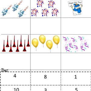 New Year's Counting Worksheets, Celebrating the New Year Math Cut and ...