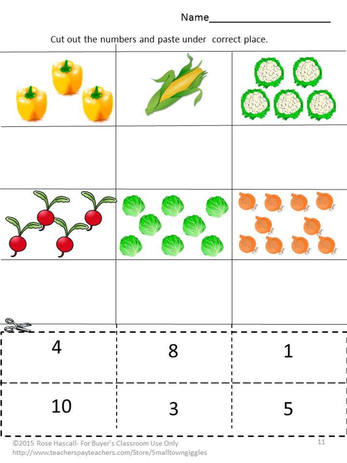 Planting a Vegetable Garden Math Literacy Cut Paste Packet P-K, K ...