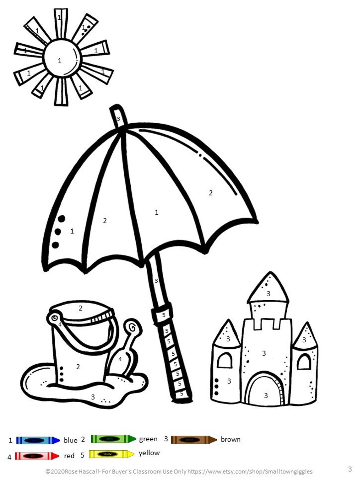 Beach Fun Summer Color by Number Fine Motor Activities, Preschool ...