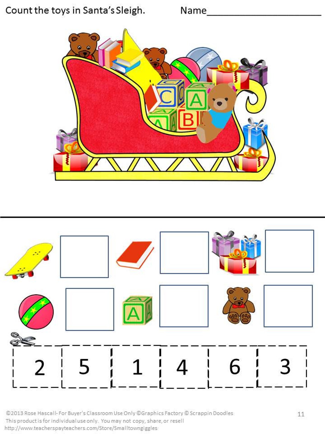 Counting Fun With Santa Cut and Paste - Etsy