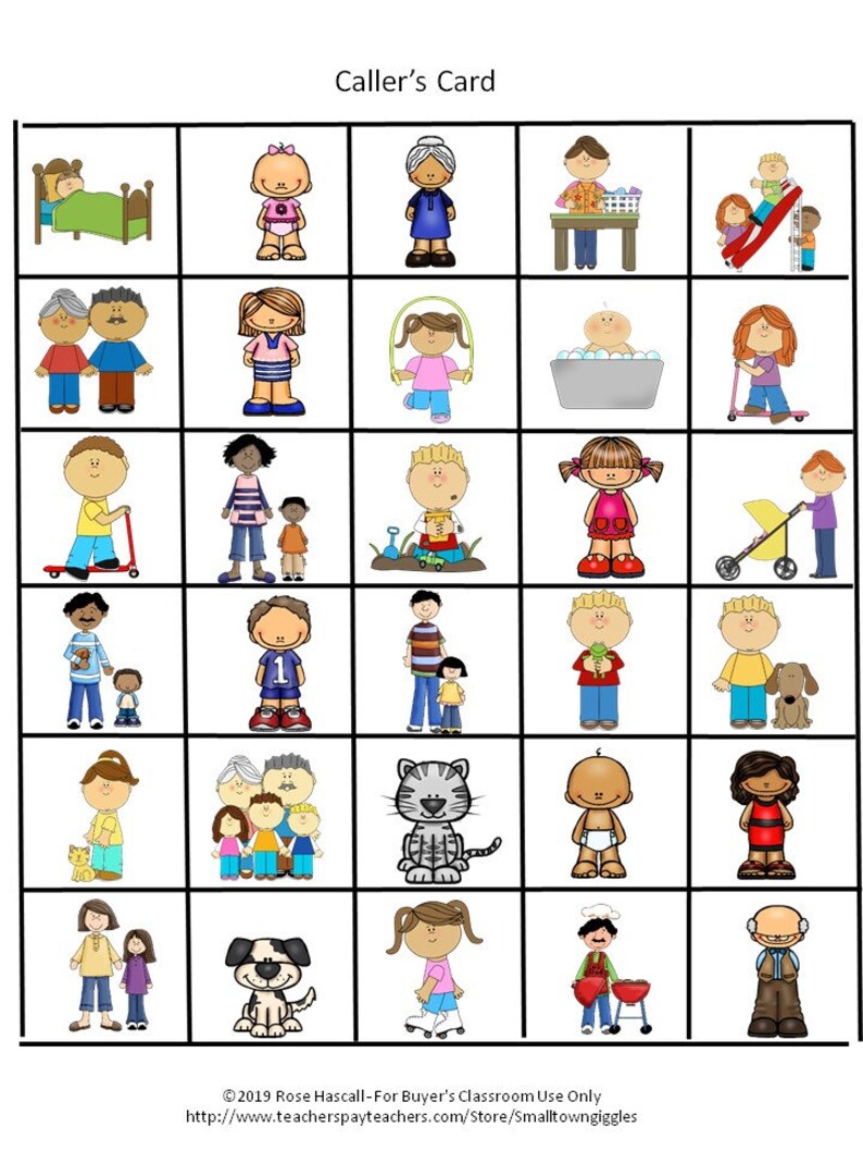 Family Bingo Special Education Activity, Printable BINGO Games P-K, K ...