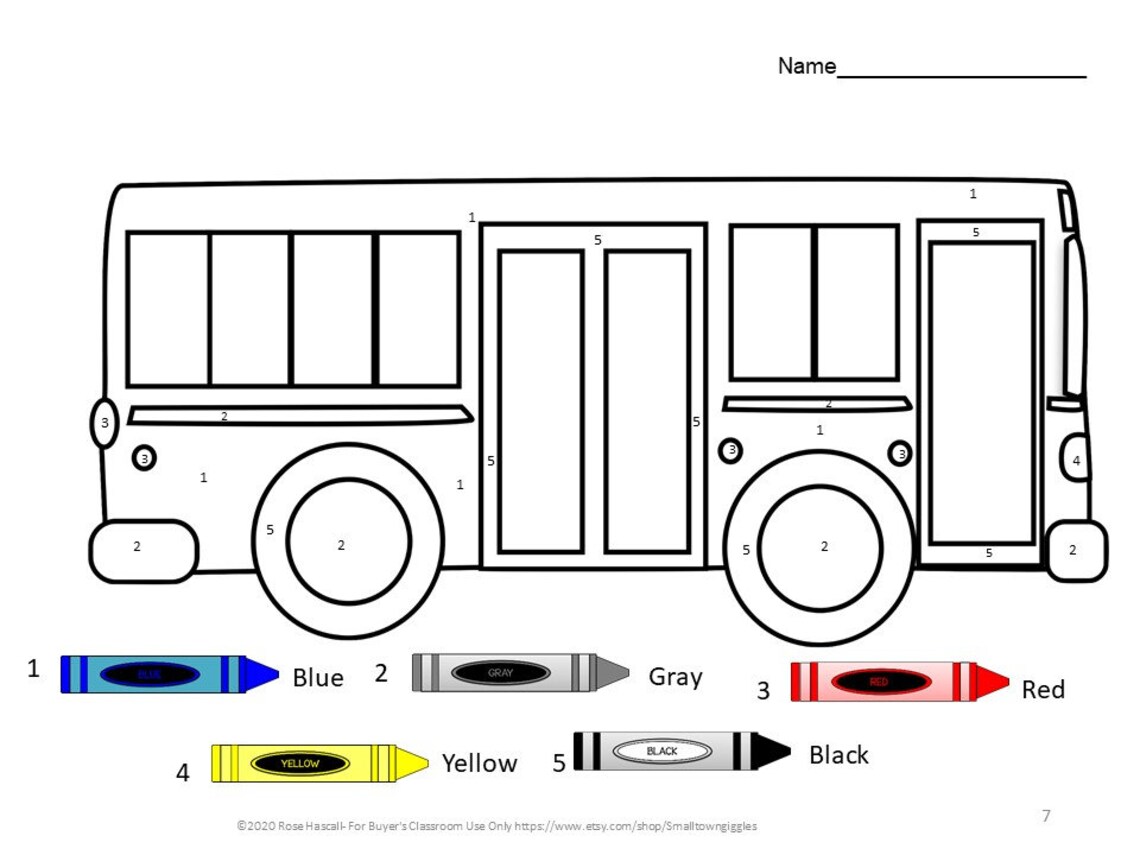 Transportation Color by Number Fine Motor Activities Preschool ...