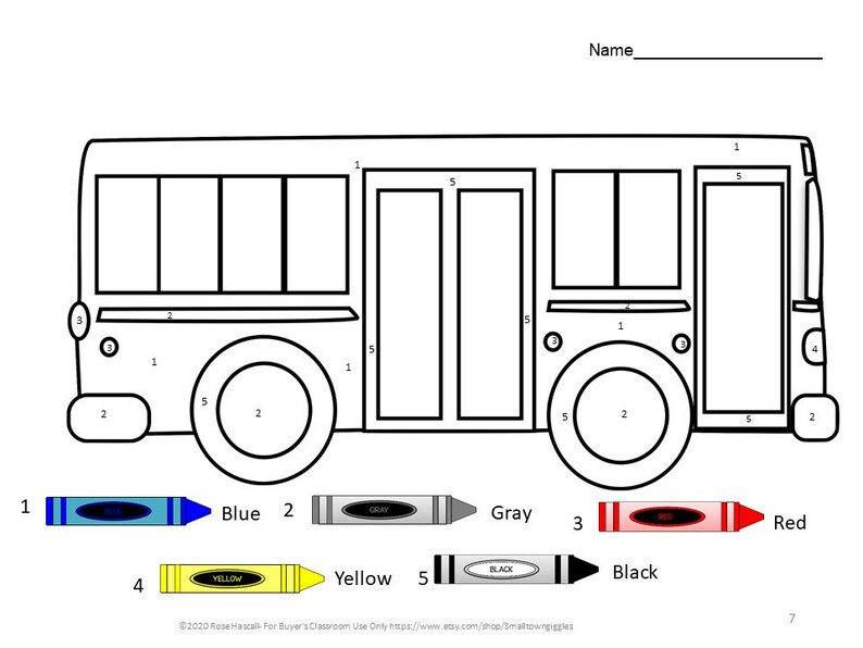 Transportation Color by Number Fine Motor Activities Preschool ...