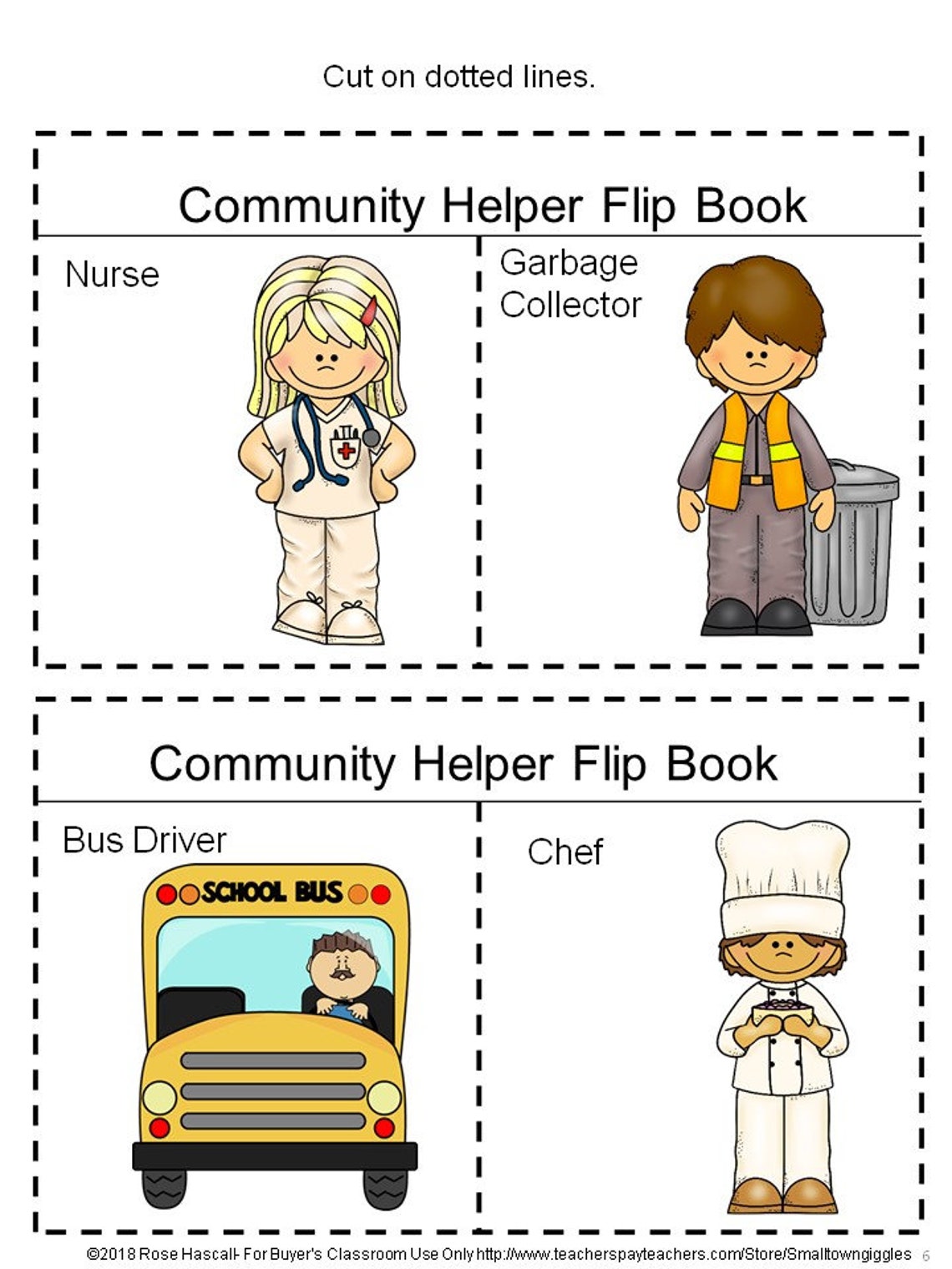 Community Helpers Interactive Cut and Paste Flip Book Special Education ...