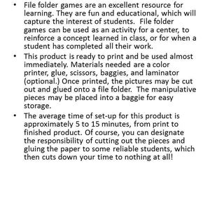 Brown Bear Brown Bear File Folder Games Math and Literacy Preschool ...