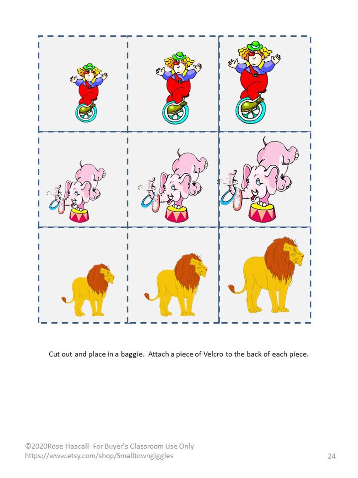 Circus Math Literacy File Folder Games Learning Centers Kindergarten ...