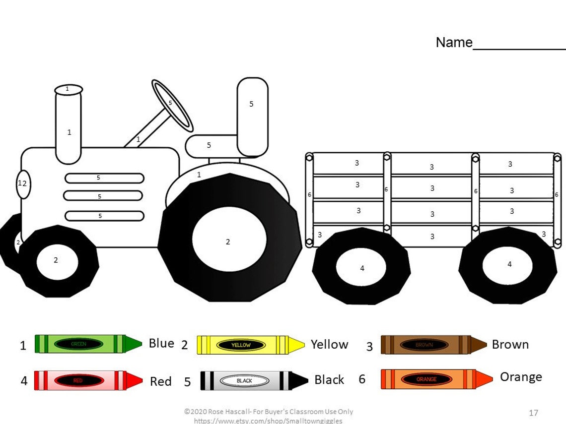 Transportation Color by Number Fine Motor Activities Preschool ...