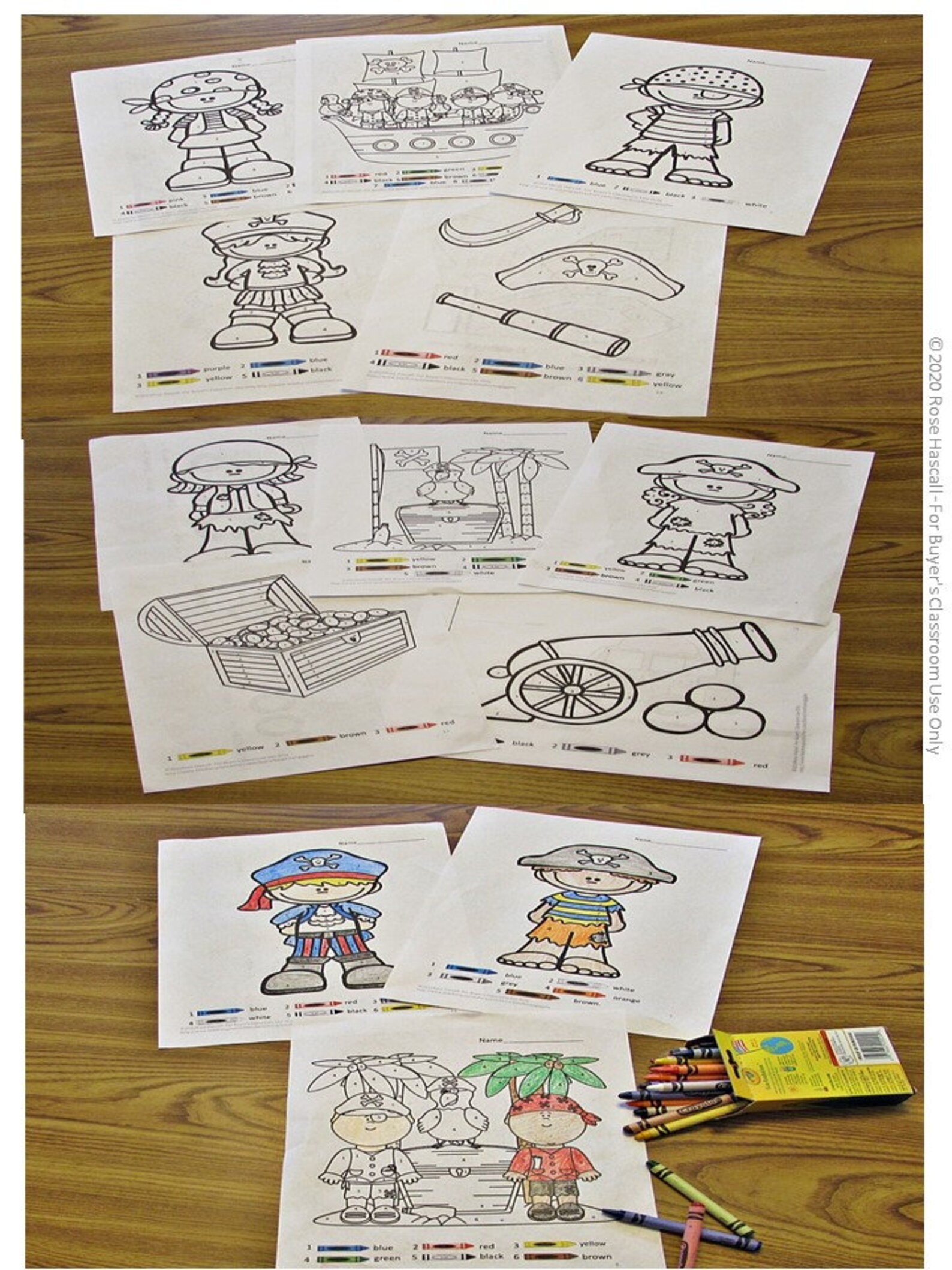 Pirate Color by Number Coloring Pages, Digital Download,early Childhood ...