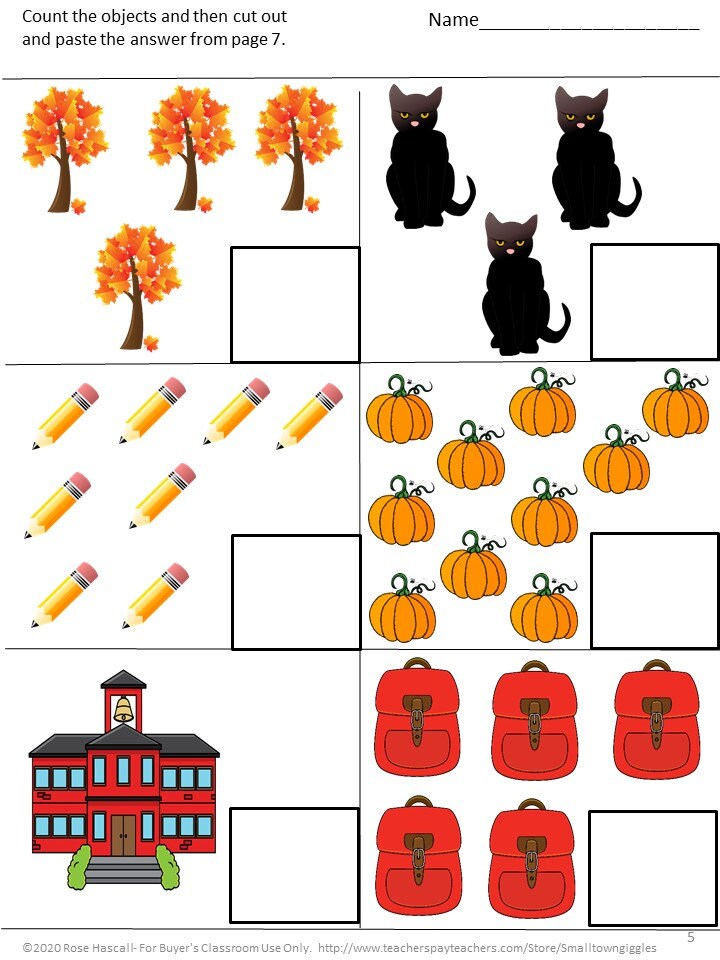 Fall Math Worksheets Digital Download and Print Distance Learning P-K ...