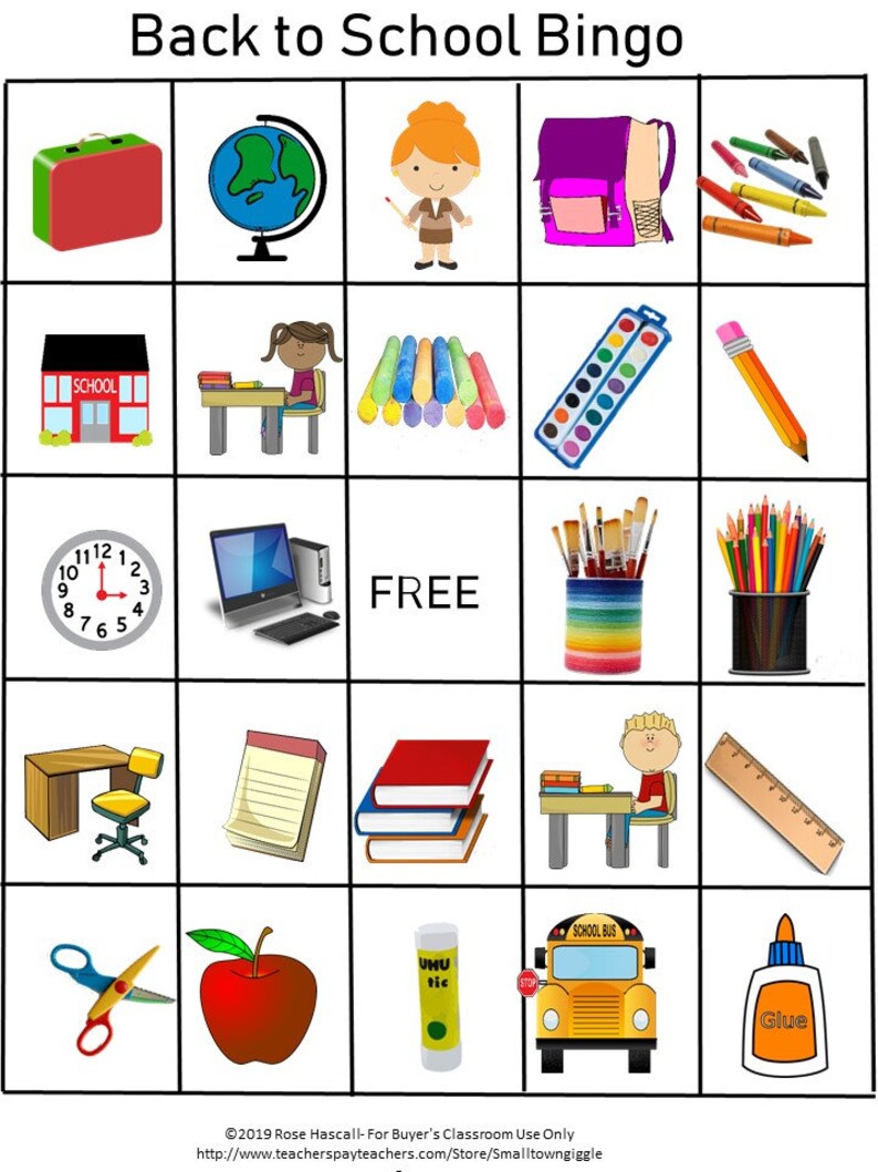 Back to School Bingo Game for Beginning of the Year Activities ...