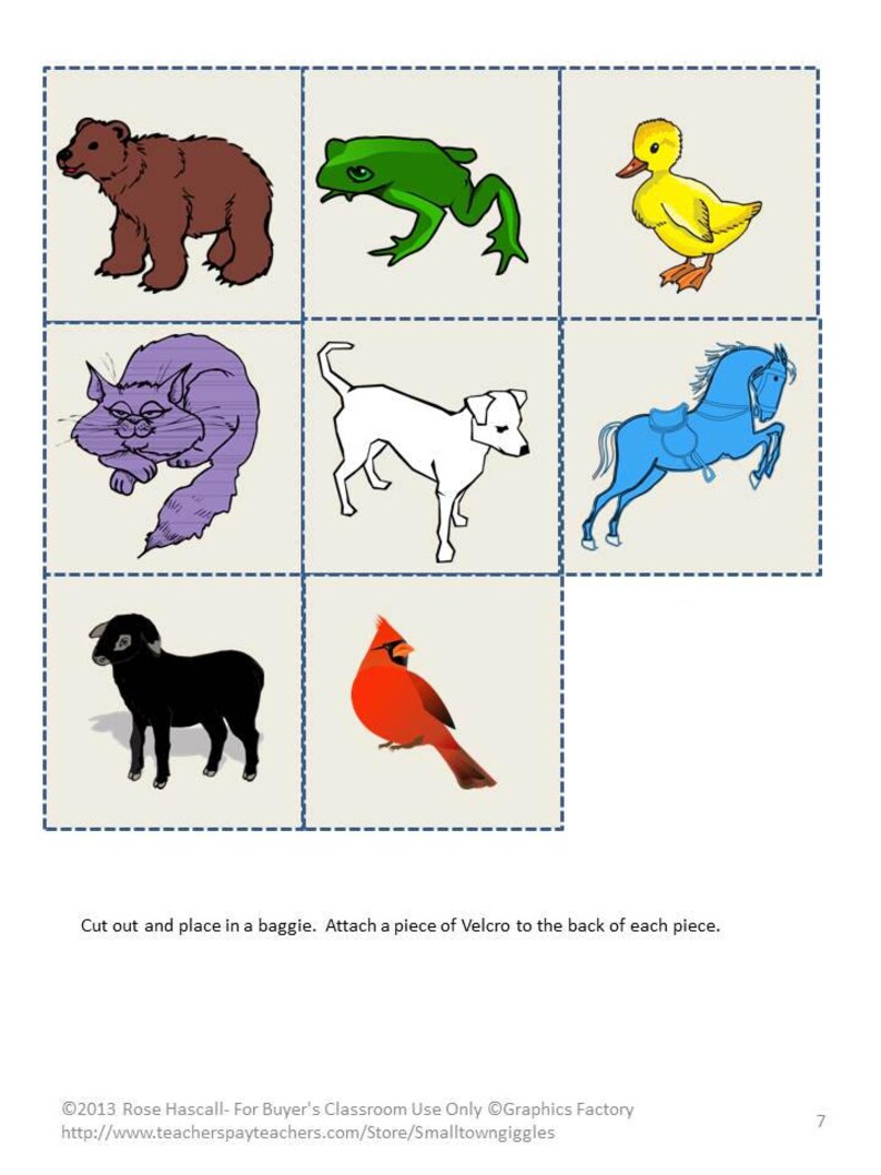 Brown Bear Brown Bear File Folder Games Math and Literacy Preschool ...