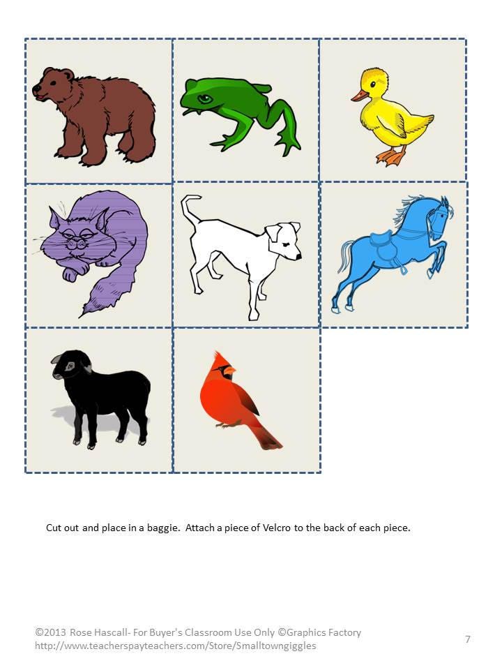 Brown Bear Brown Bear File Folder Games Math and Literacy Preschool ...